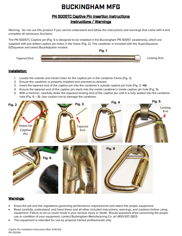 5005TC Captive Pin Insertion Instructions Instructions / Warnings ...