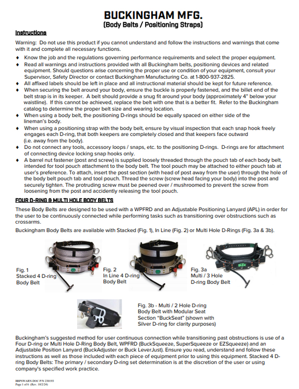Body Belts and Positioning Straps Instructions/Warnings – 230193 ...