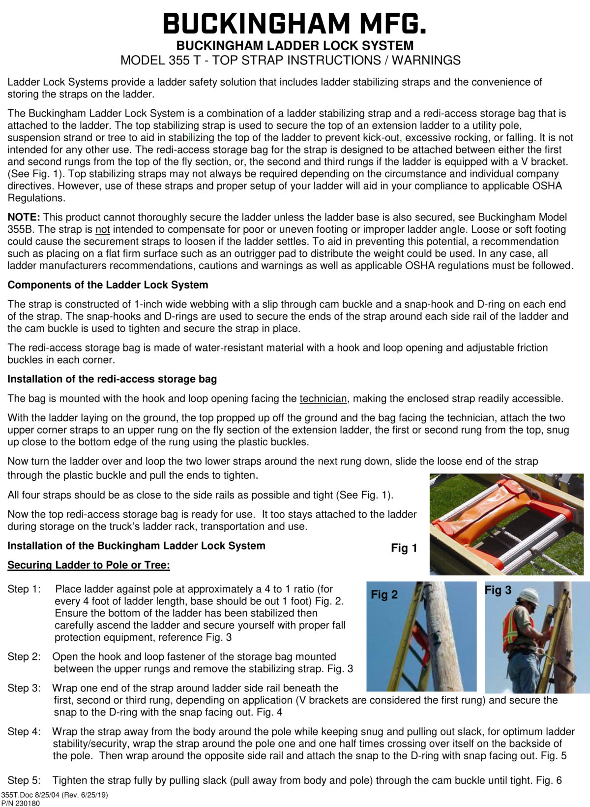 355T Buck Ladder Lock System – 230180 | Buckingham – Instructions ...