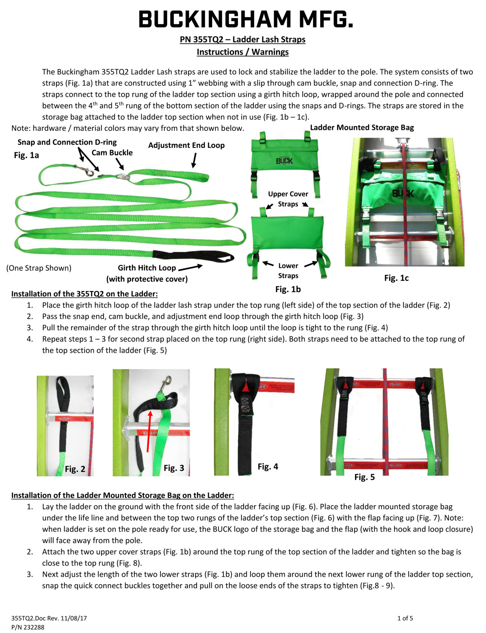 355TQ2 Buck Ladder Lash Straps – 232288 | Buckingham – Instructions ...