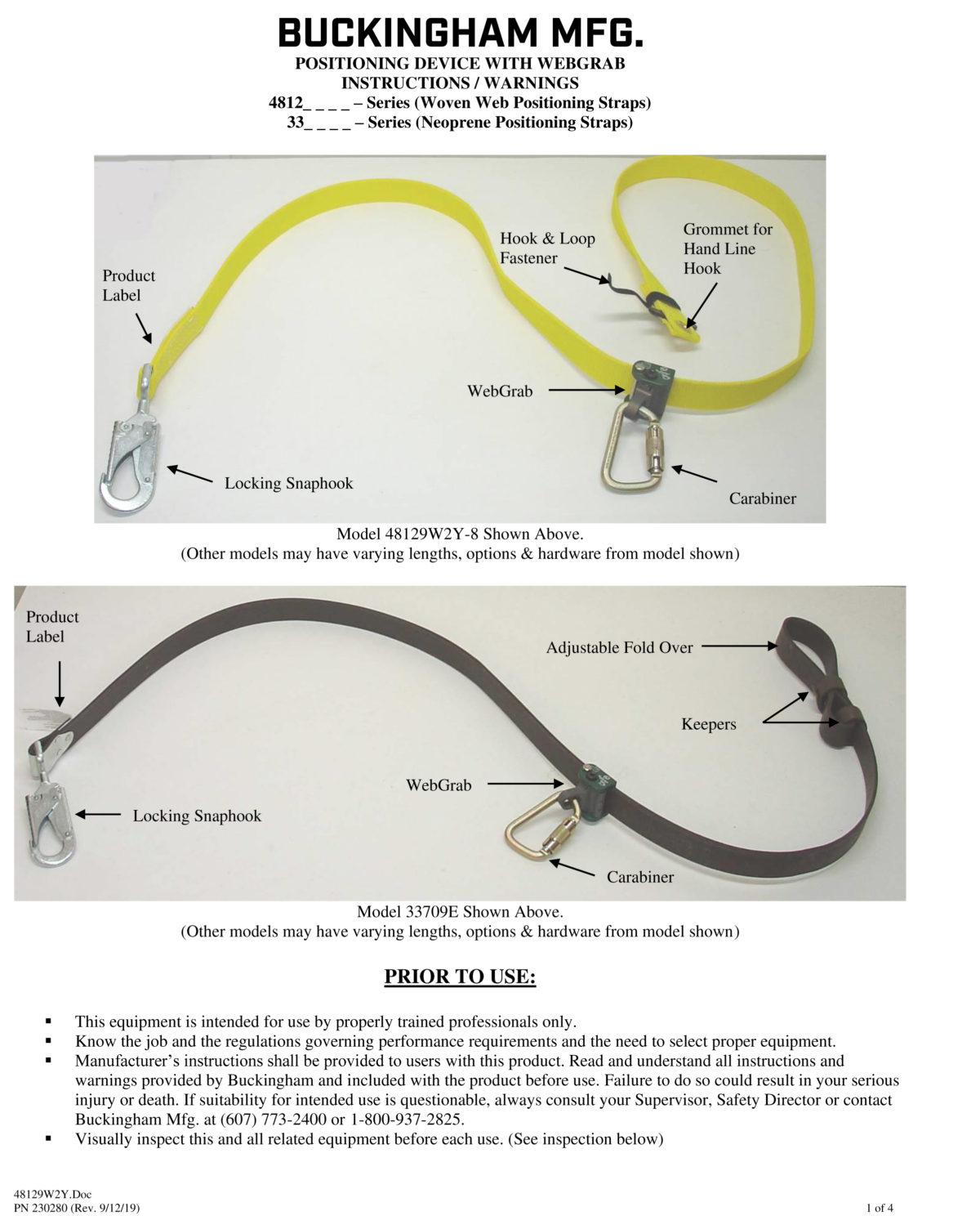 Positioning Device with WebGrab Instructions & Warnings – 230280 ...
