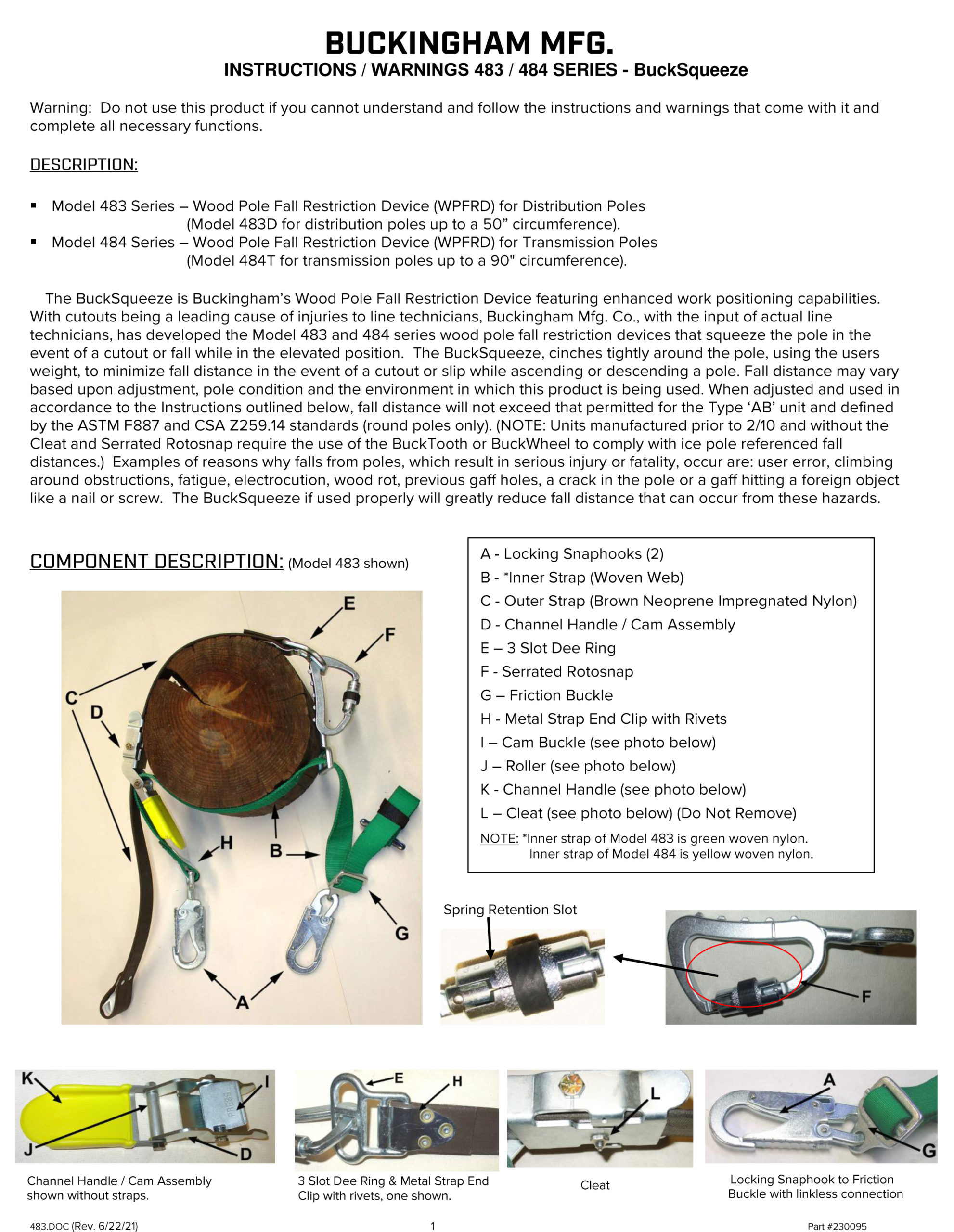BuckSqueeze™ Wood Pole Fall Protection Instructions & Warnings – 230095 ...