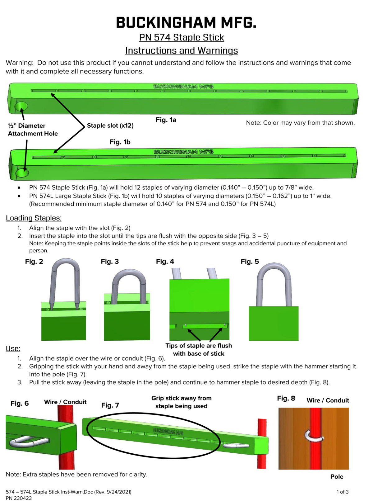 574 Staple Stick instructions – 230423 | Buckingham – Instructions ...
