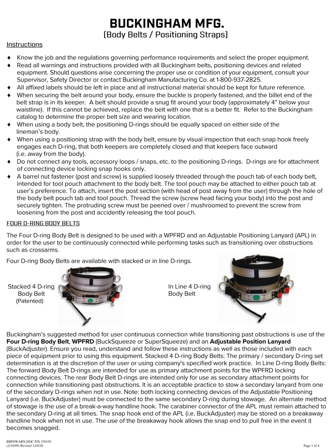 Body Belts and Positioning Straps Instructions/Warnings – 230193 ...