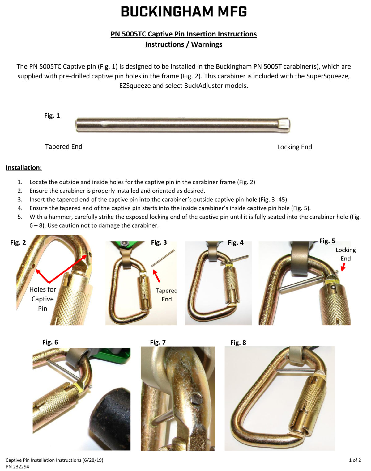 5005TC Captive Pin Insertion Instructions Instructions / Warnings ...