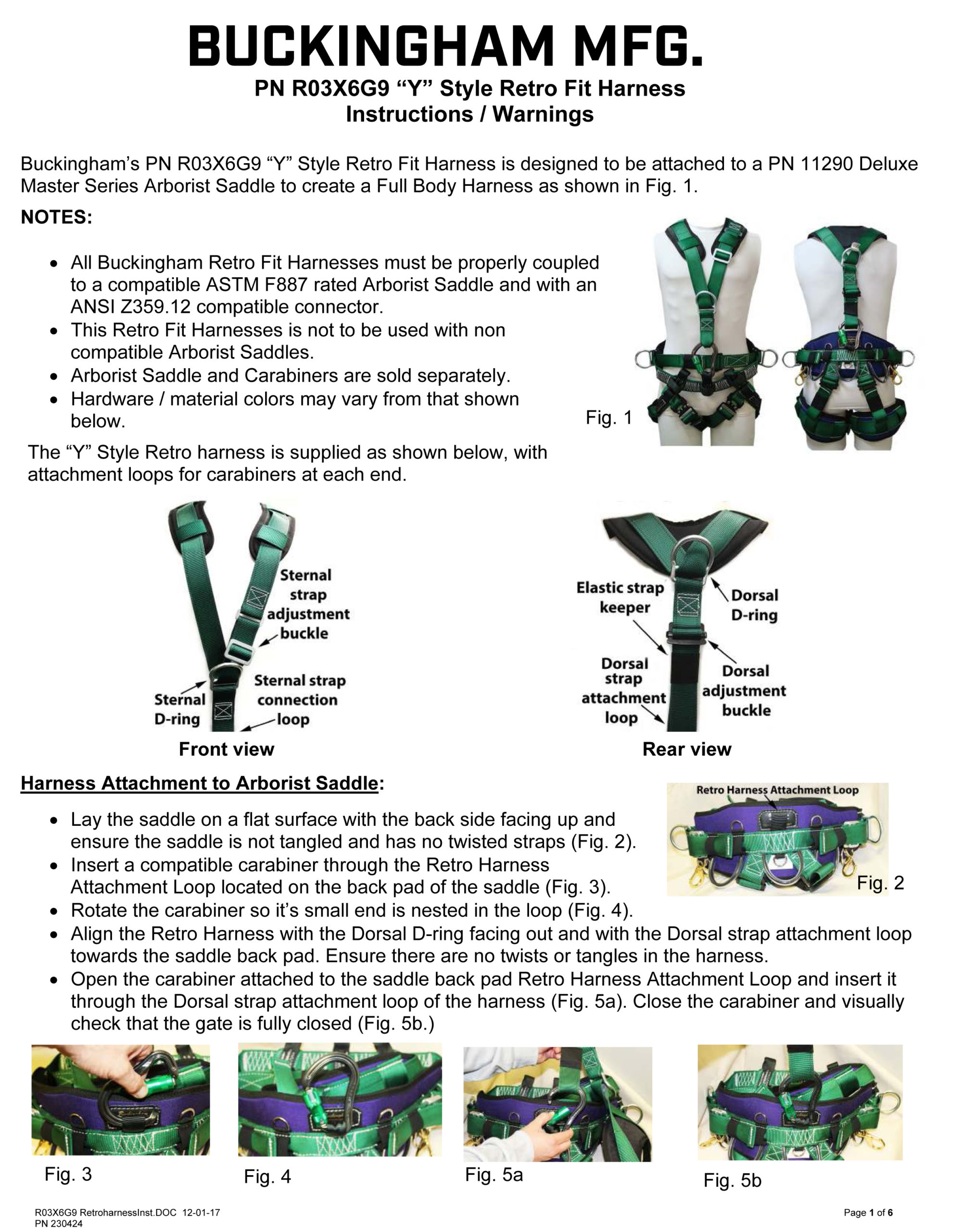PN R03X6G9 “Y” Style Retro Fit Harness Instructions & Warnings – 230424 ...