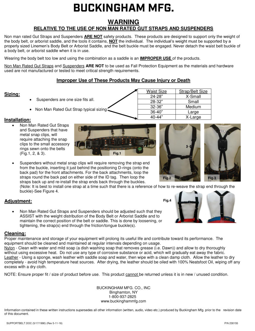 Relative to the use of Non-man Rated Gut Straps, Suspenders and Support ...