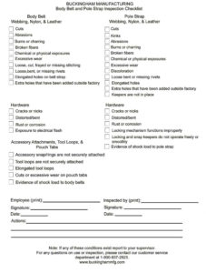 Body Belt Checklist | Buckingham – Instructions & Warnings