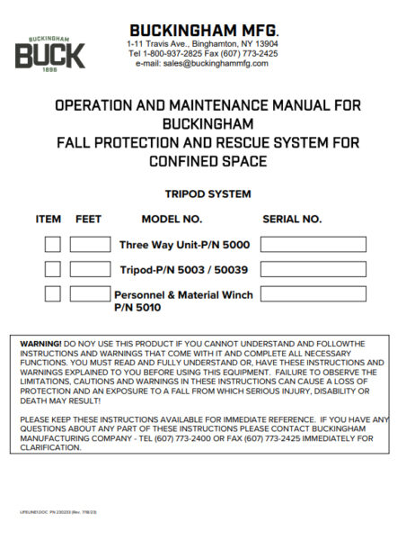Operation & Maintenance Manual for Buckingham Fall Protection & Rescue ...